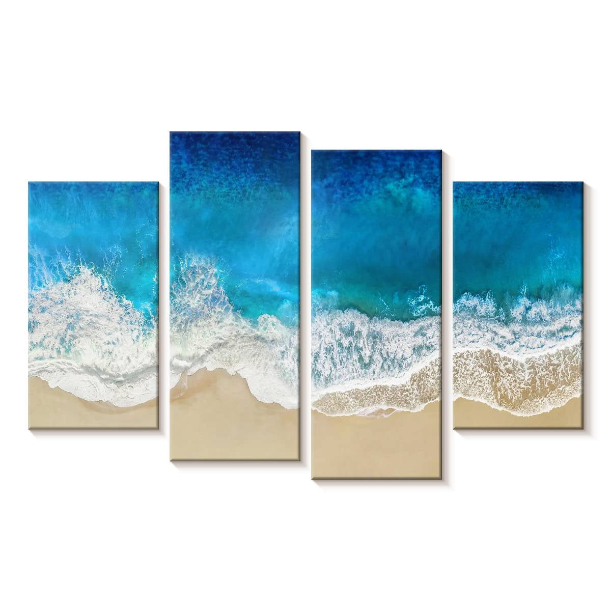 Elephant Stock Aqua Ocean Waves From Above Wall Art - Horizontal Multi ...