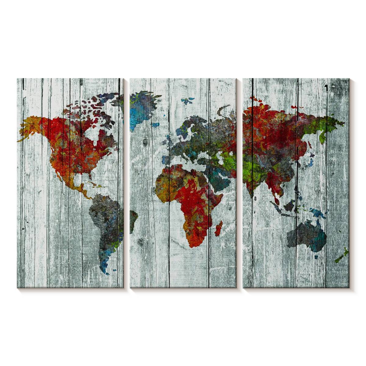 Elephant Stock Artisanal World Map Wall Art - Horizontal Multi Panel ...