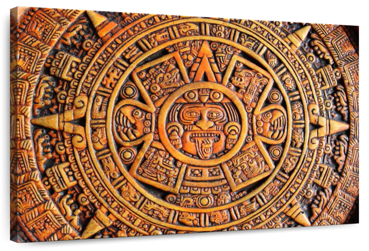 Elephant Stock Aztec Calendar Wall Art - Horizontal Canvas Wall Art ...