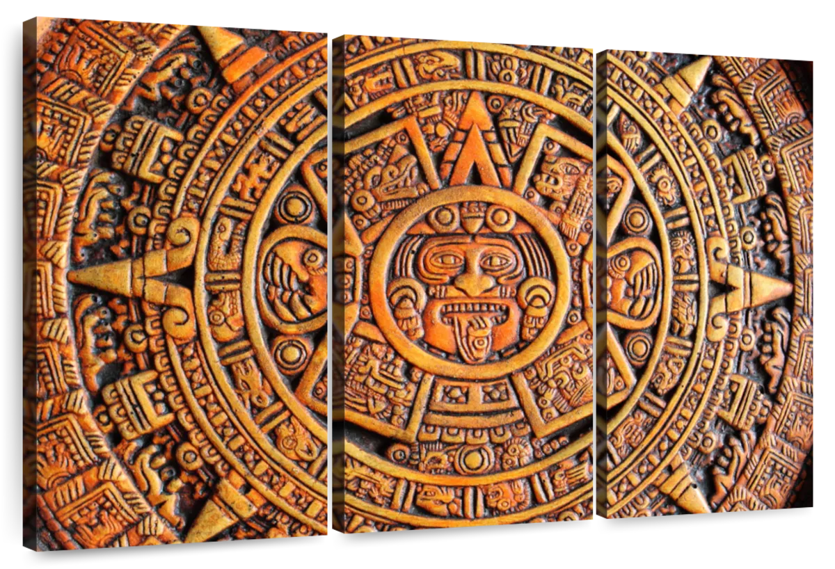 Elephant Stock Aztec Calendar Wall Art - Horizontal Multi Panel Canvas ...