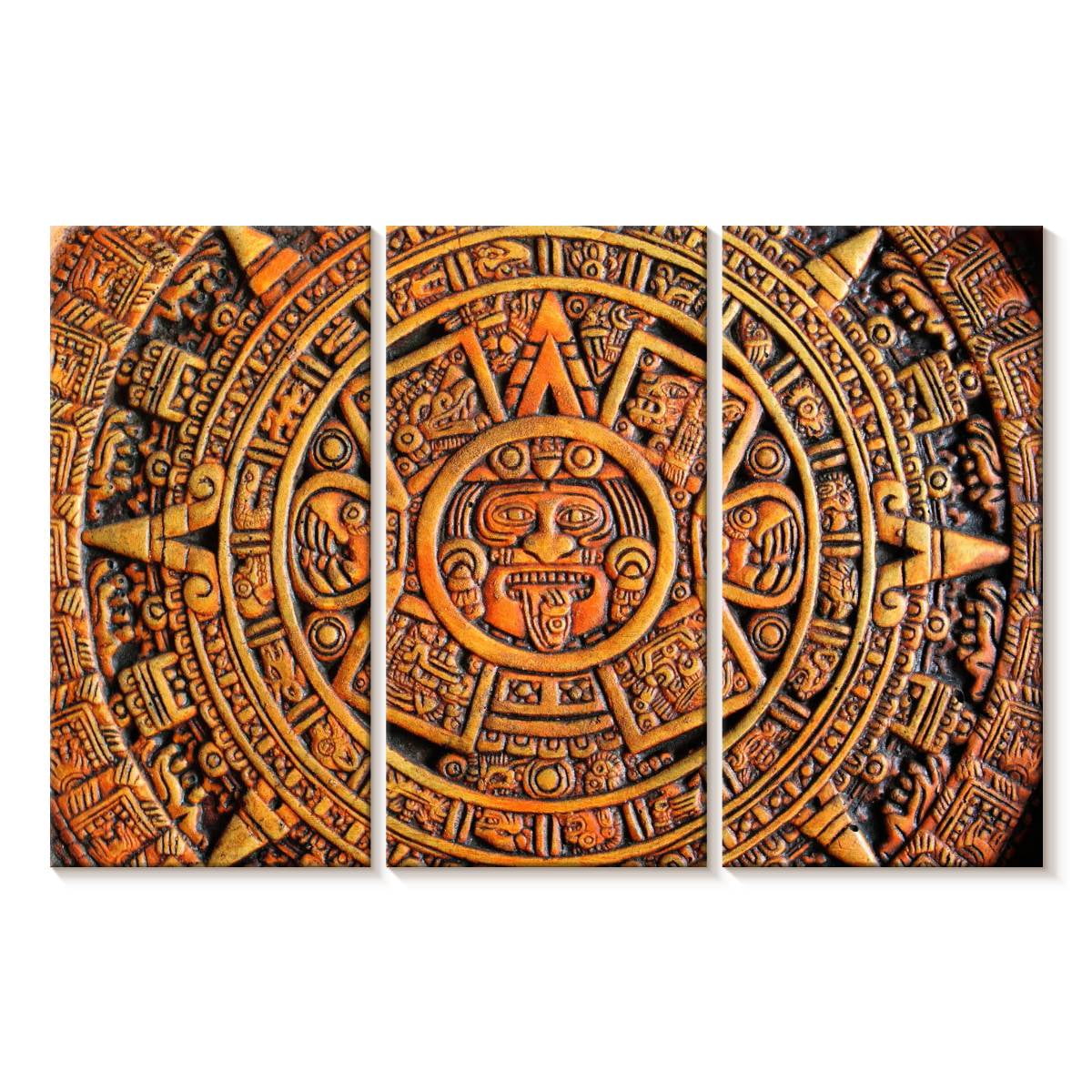 Elephant Stock Aztec Calendar Wall Art - Horizontal Multi Panel Canvas ...