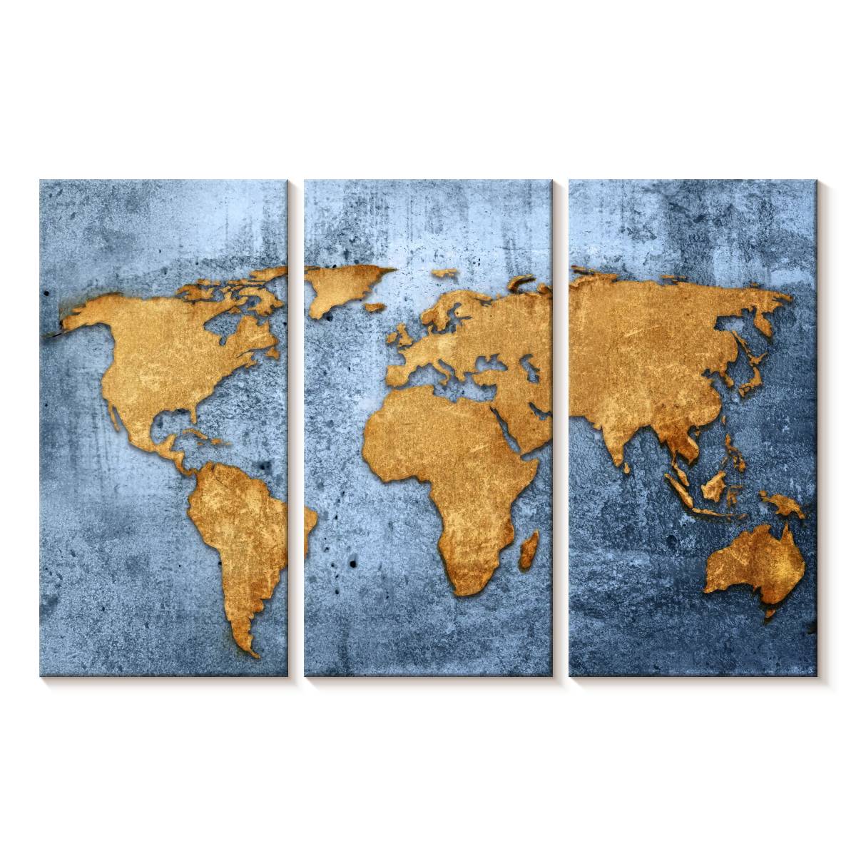 Elephant Stock Azure World Map Wall Art - Horizontal Multi Panel Canvas ...