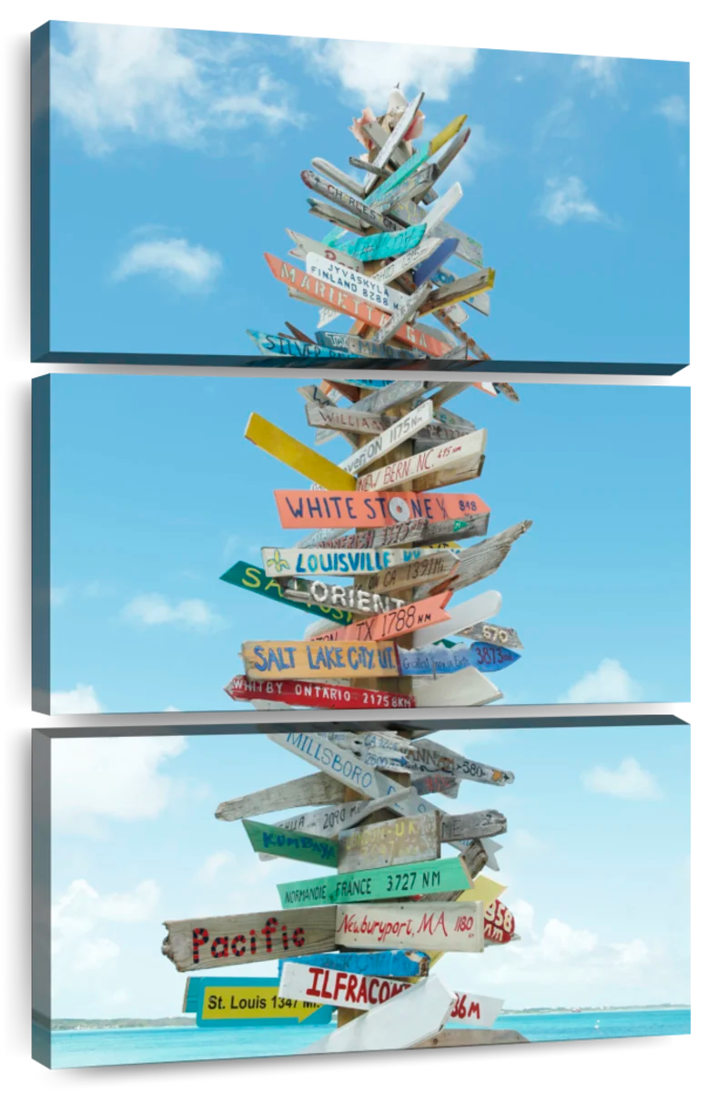 Elephant Stock Bahamas Beach Signs Wall Art - Vertical Multi Panel ...