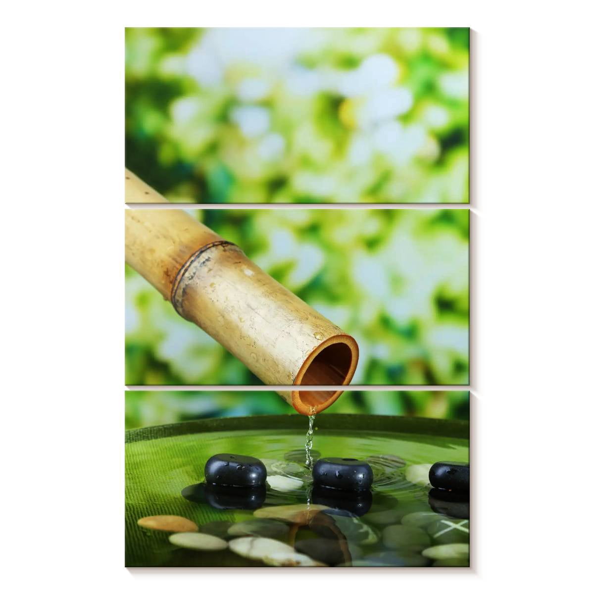Elephant Stock Bamboo Water Fountain Wall Art - Vertical Multi Panel ...