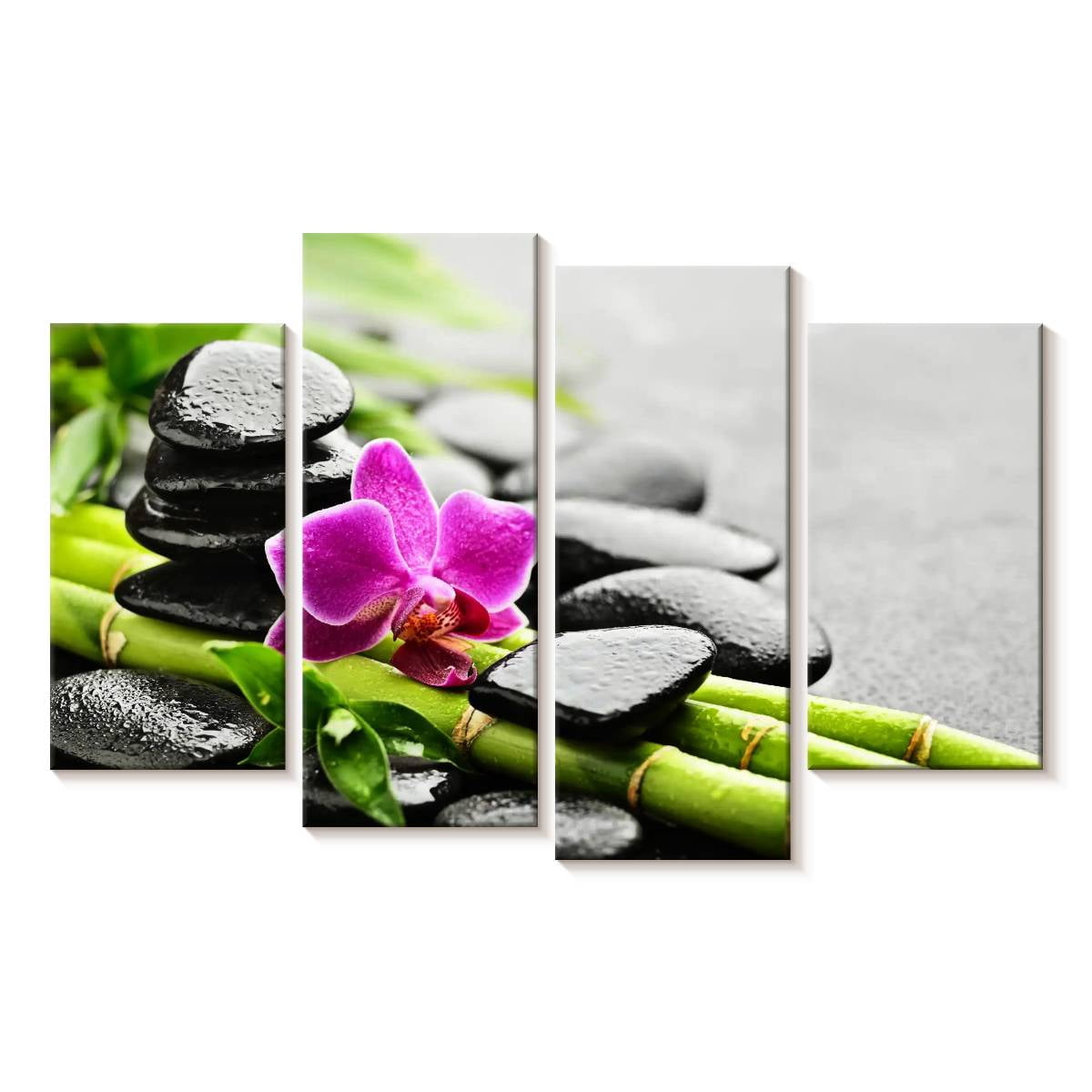 Elephant Stock Basalt Stones And Orchid Wall Art - Horizontal Multi ...