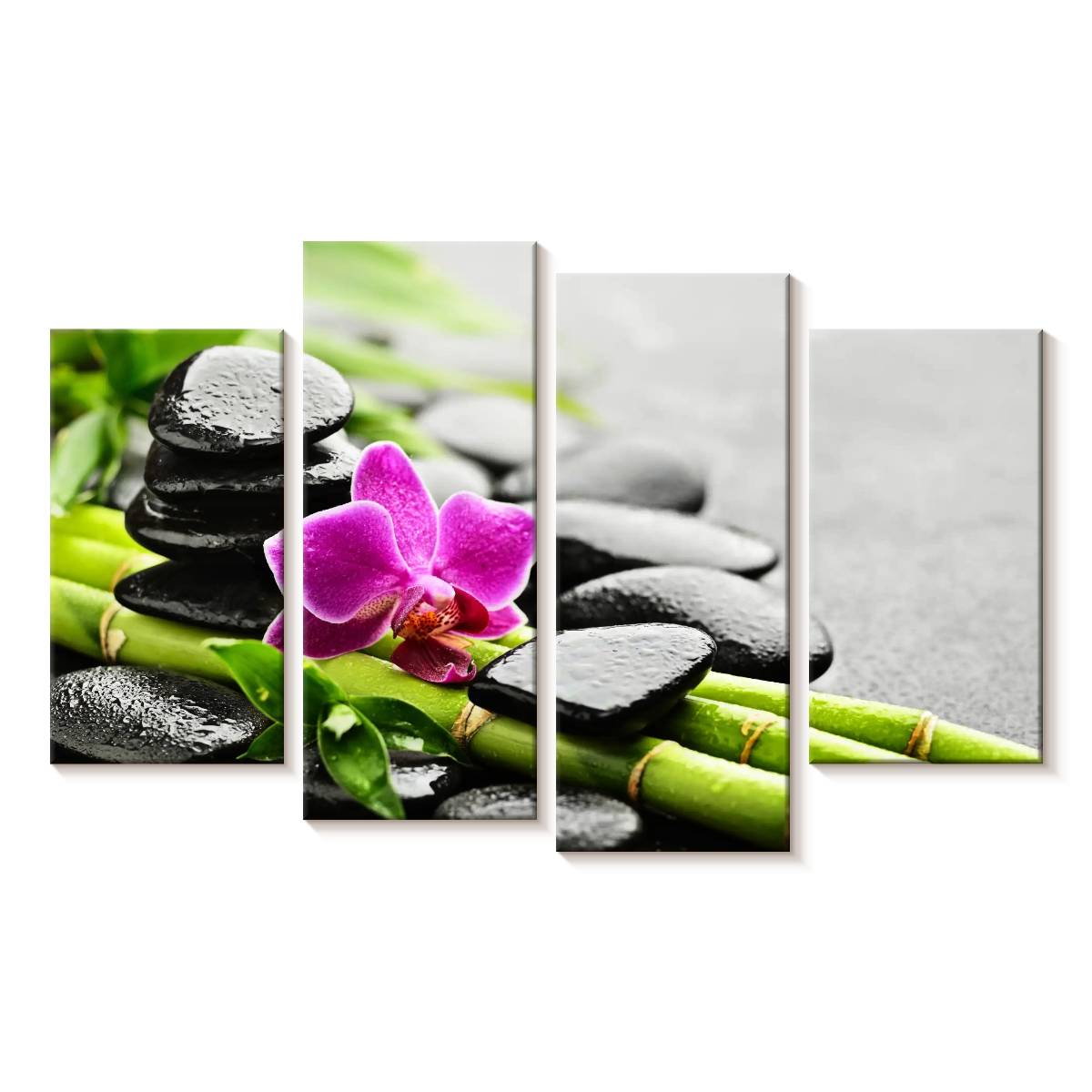 Elephant Stock Basalt Stones And Orchid Wall Art - Horizontal Multi ...