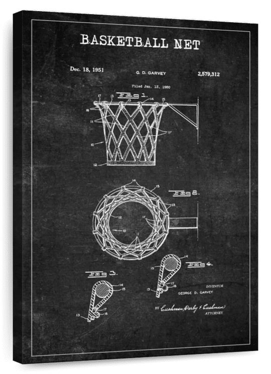 Elephant Stock Basketball Net Bw Patent Wall Art - Vertical Canvas Wall ...