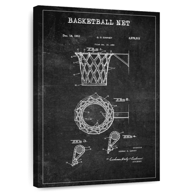 Elephant Stock Basketball Net Bw Patent Wall Art - Vertical Canvas Wall ...