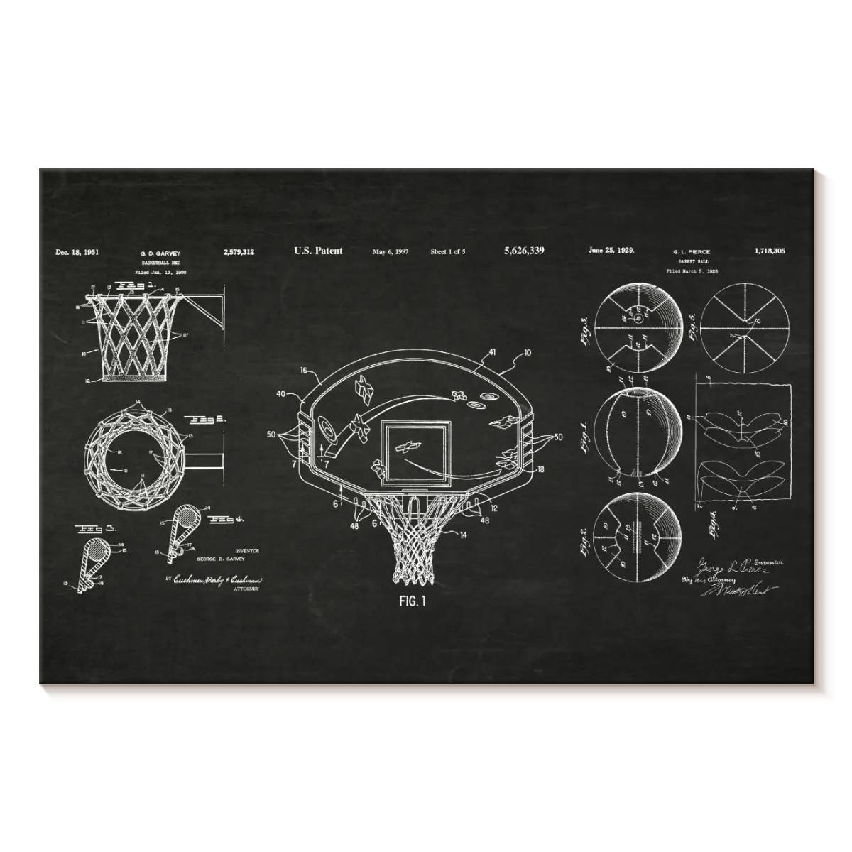 Elephant Stock Basketball Patents Wall Art - Horizontal Canvas Wall Art ...