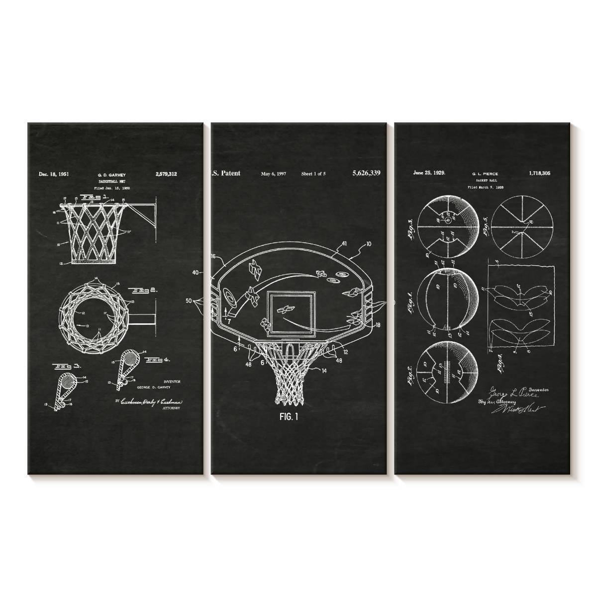 Elephant Stock Basketball Patents Wall Art - Horizontal Multi Panel ...