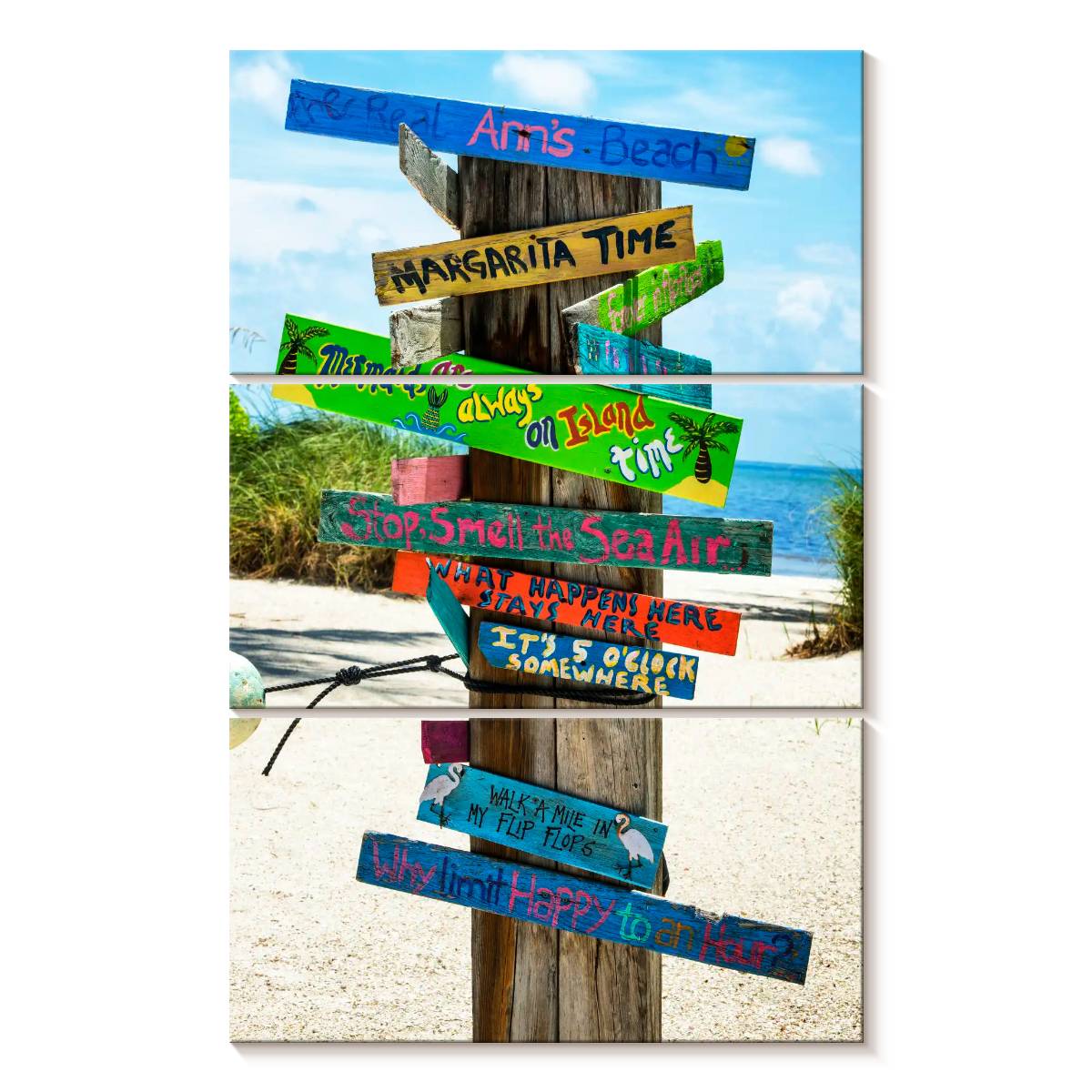 Elephant Stock Beach Signs Wall Art - Vertical Multi Panel Canvas ...