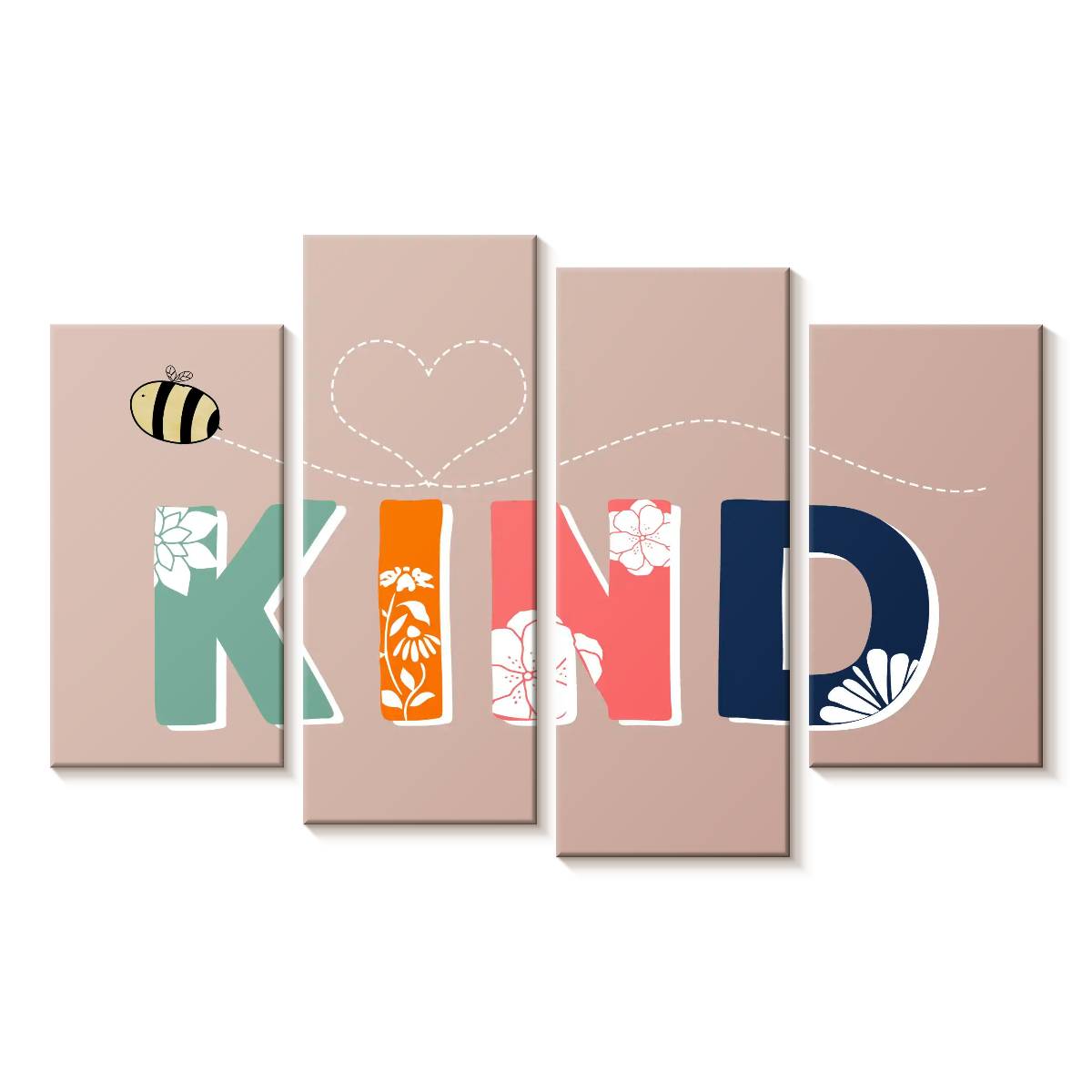 Elephant Stock Bee Kind Wall Art - Horizontal Multi Panel Canvas - Kids ...