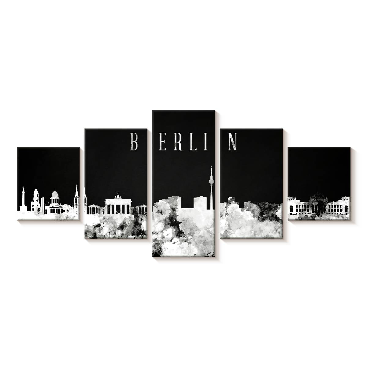 Elephant Stock Berlin Skyline Bw Wall Art - Horizontal Multi Panel ...