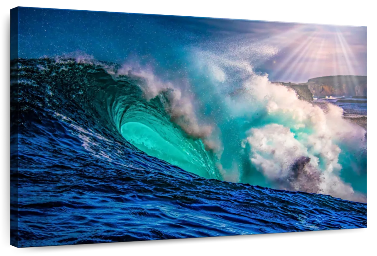 Elephant Stock Big Wave Wall Art - Horizontal Canvas Wall Art - Living ...