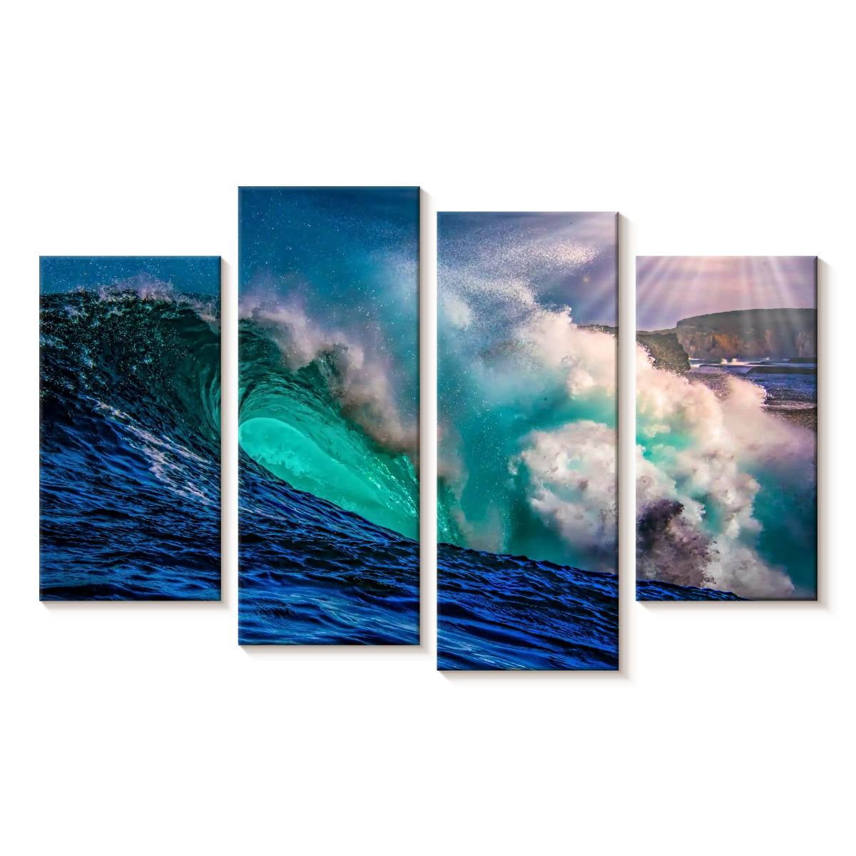 Elephant Stock Big Wave Wall Art - Horizontal Multi Panel Canvas ...
