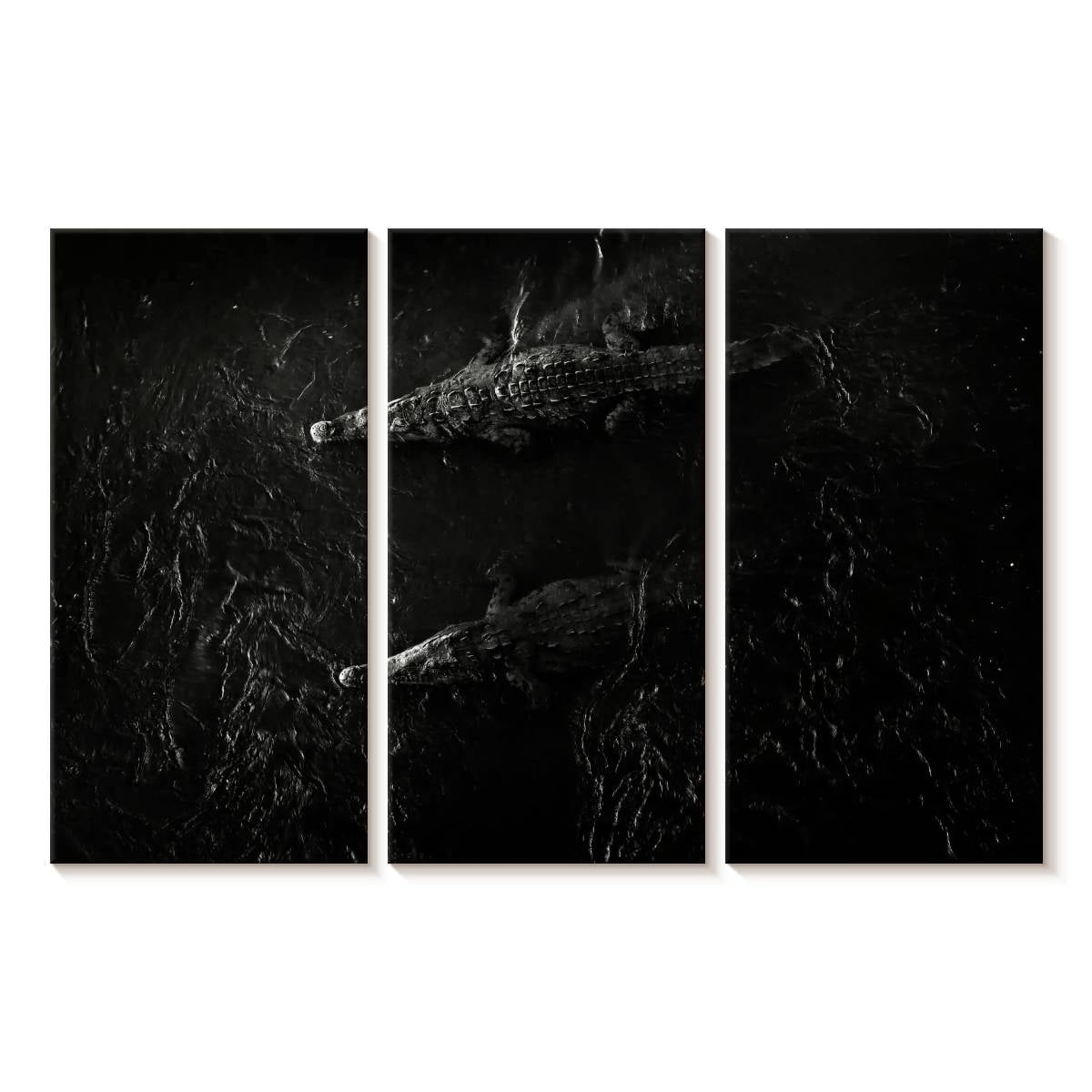 Elephant Stock Black Lake Crocodiles Wall Art - Horizontal Multi Panel ...