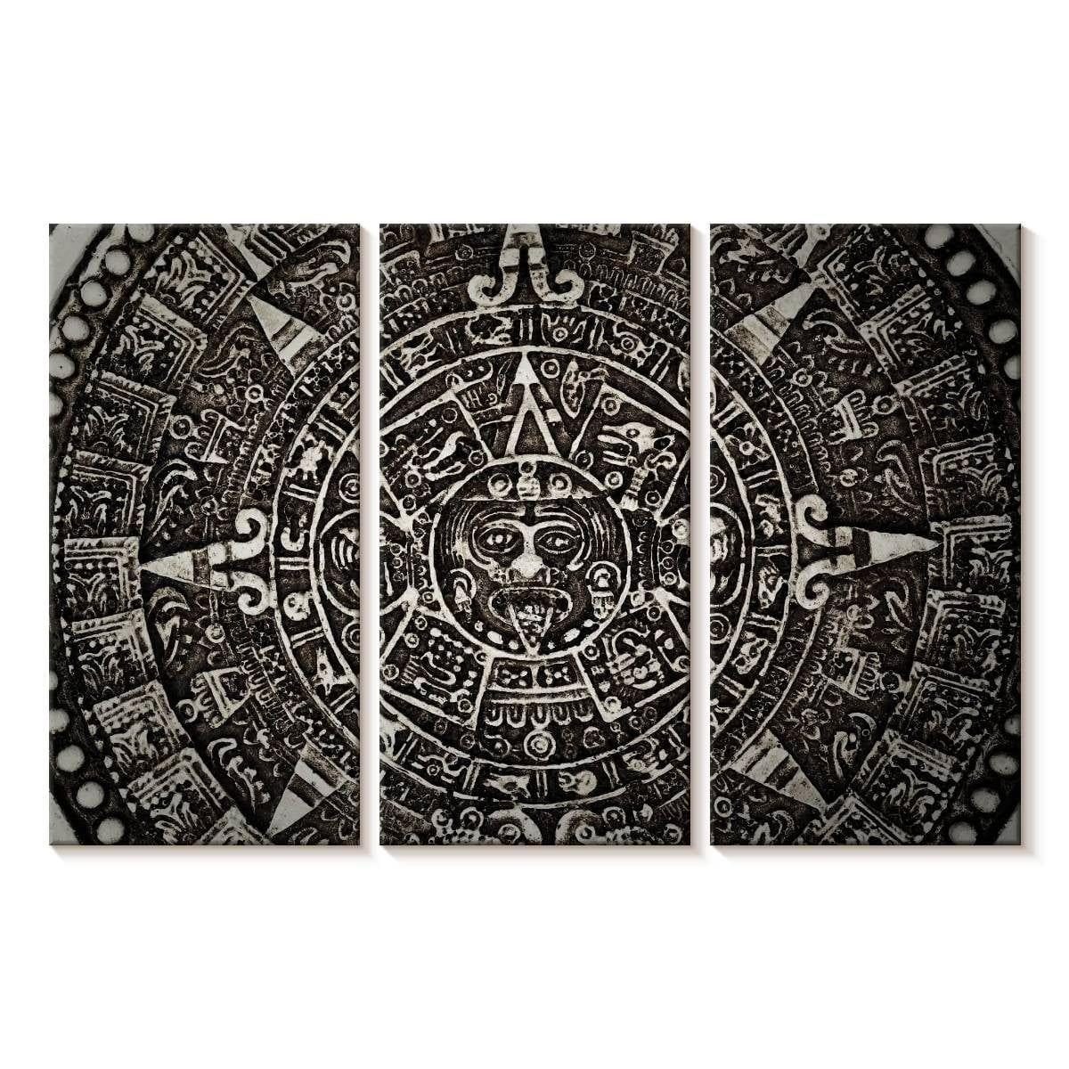 Elephant Stock Black Mayan Calendar Wall Art - Horizontal Multi Panel ...