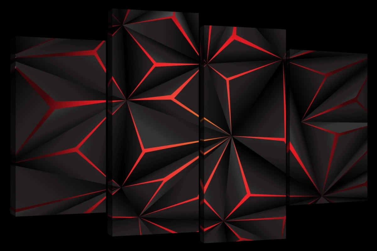 Elephant Stock Black And Red Abstract Wall Art - Horizontal Multi Panel ...