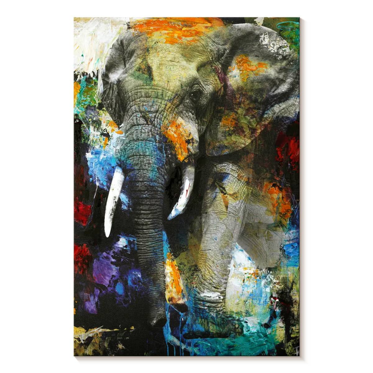 Elephant Stock Blotchy Elephant Wall Art - Vertical Canvas Wall Art ...