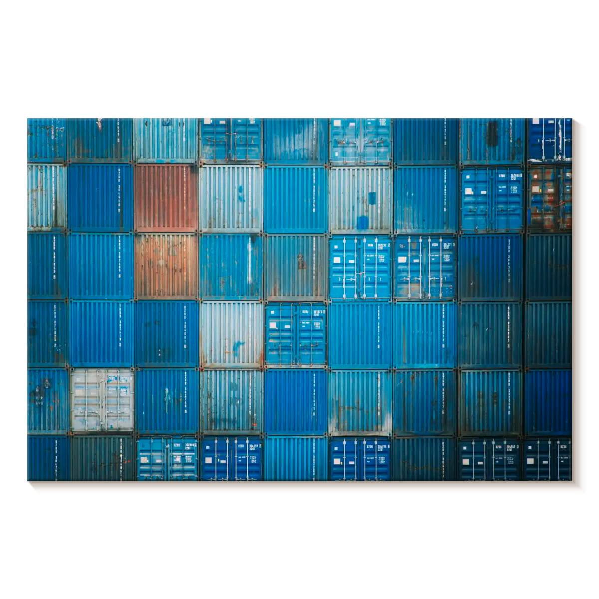 Elephant Stock Blue Cargo Containers Wall Art - Horizontal Canvas Wall ...