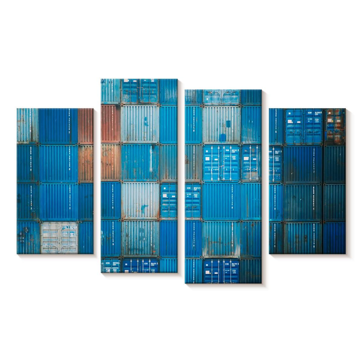 Elephant Stock Blue Cargo Containers Wall Art - Horizontal Multi Panel ...
