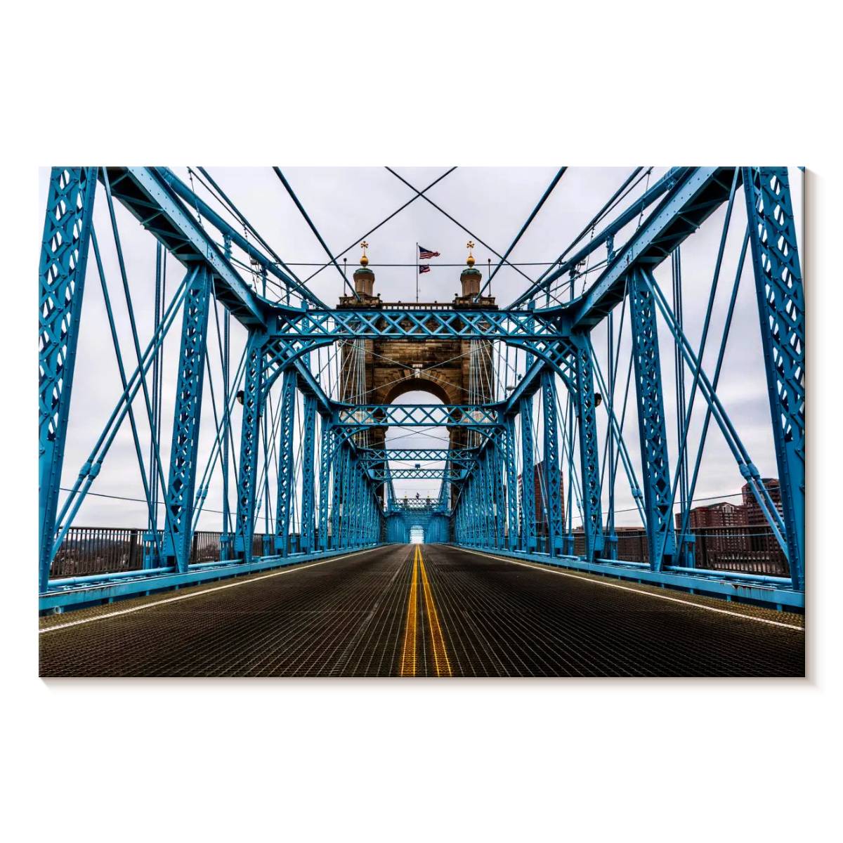 Elephant Stock Blue Cincinnati Bridge Wall Art - Horizontal Canvas Wall ...