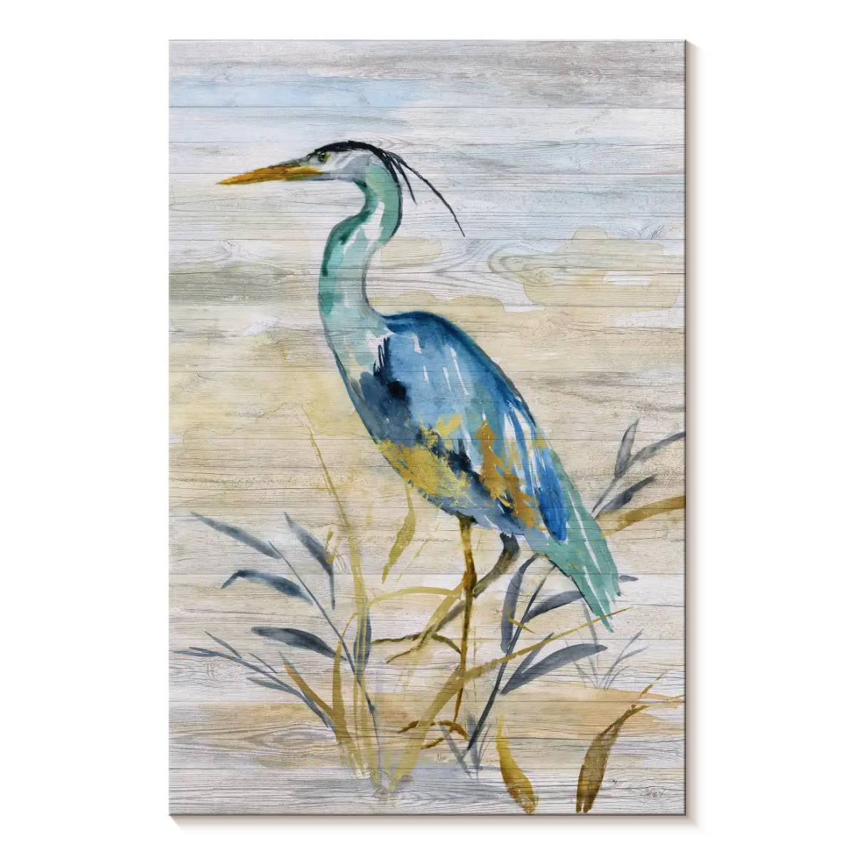 Elephant Stock Blue Heron Ii Wall Art - Vertical Canvas Wall Art - Dining Room Wall Decor ...