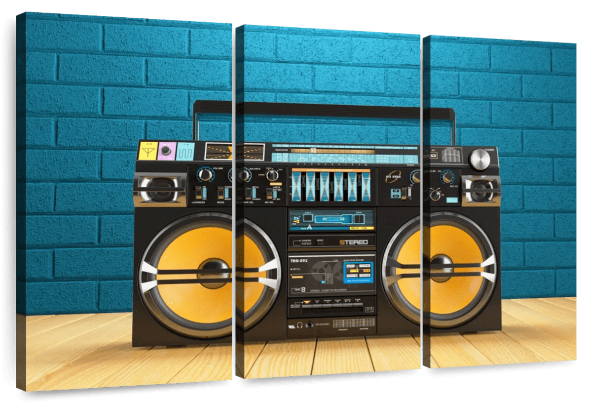 Elephant Stock Boombox Player Wall Art - Horizontal Multi Panel Canvas ...