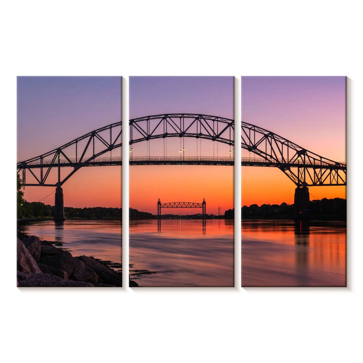 Elephant Stock Bourne Bridge Sunset Wall Art - Horizontal Multi Panel ...