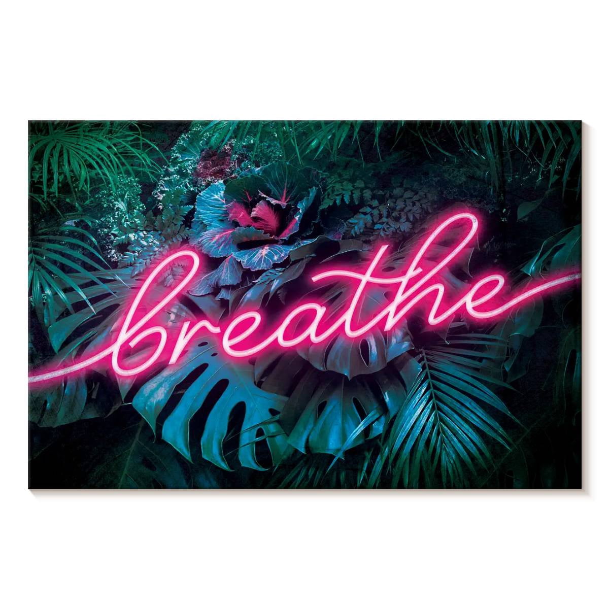 Elephant Stock Breathe Typography Wall Art - Horizontal Canvas Wall Art ...