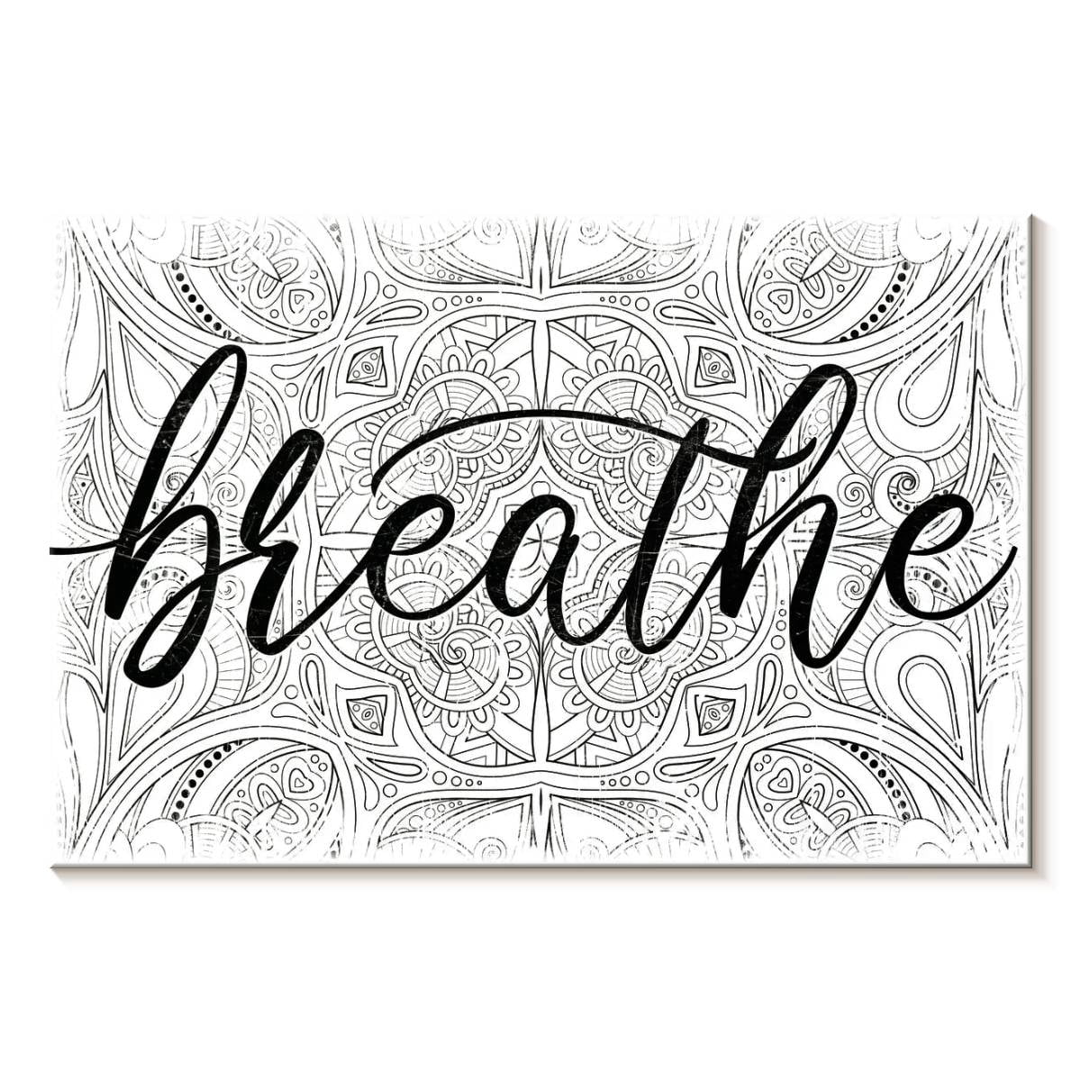 Elephant Stock Breathe Zen Pattern Wall Art - Horizontal Canvas Wall ...