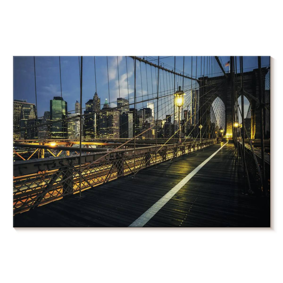 Elephant Stock Brooklyn Bridge Lighting Wall Art - Horizontal Canvas Wall Art - Living Room Wall ...