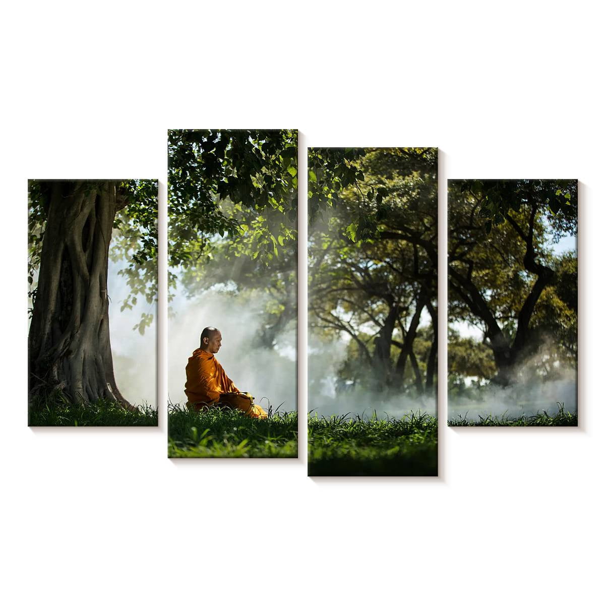 Elephant Stock Buddhist Monk Meditating Wall Art - Horizontal Multi ...