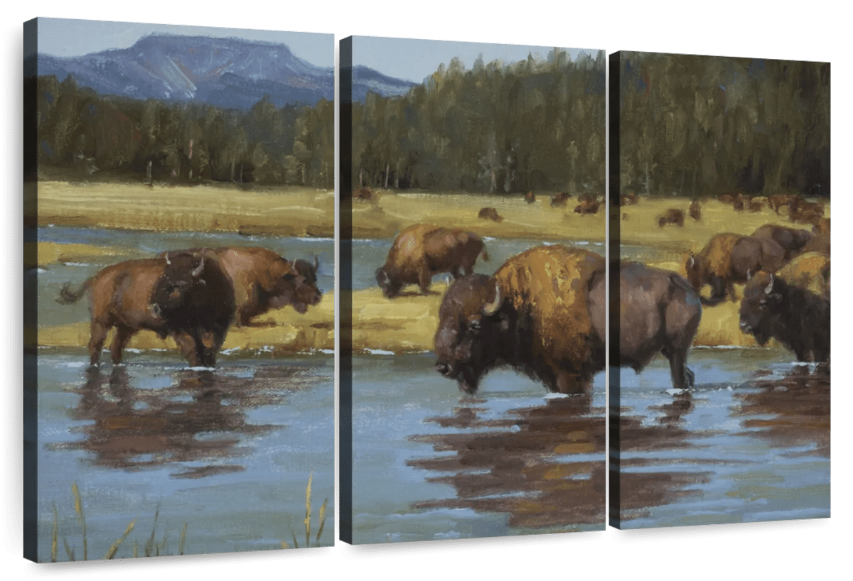 Elephant Stock Buffalo Crossing Wall Art - Horizontal Multi Panel ...
