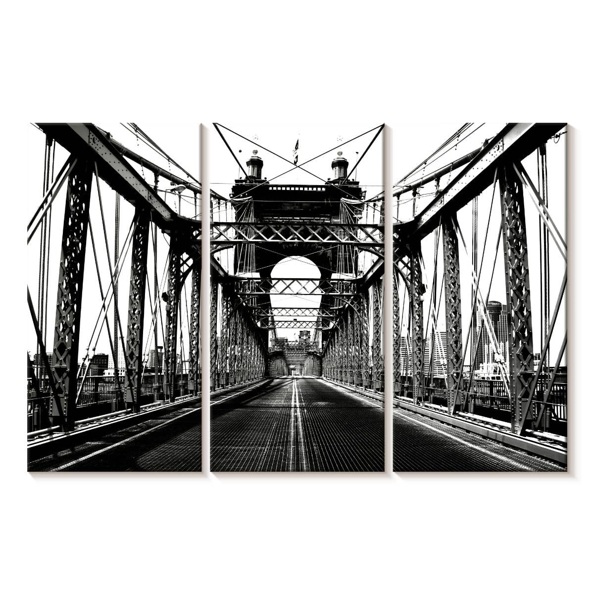 Elephant Stock Bw Roebling Bridge Wall Art - Horizontal Multi Panel ...