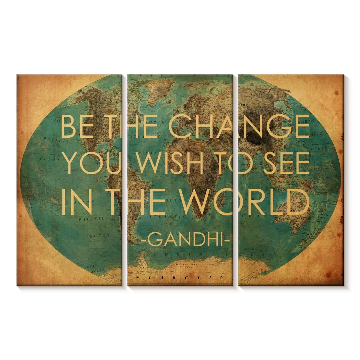 Elephant Stock Be The Change World Map Wall Art - Horizontal Multi ...