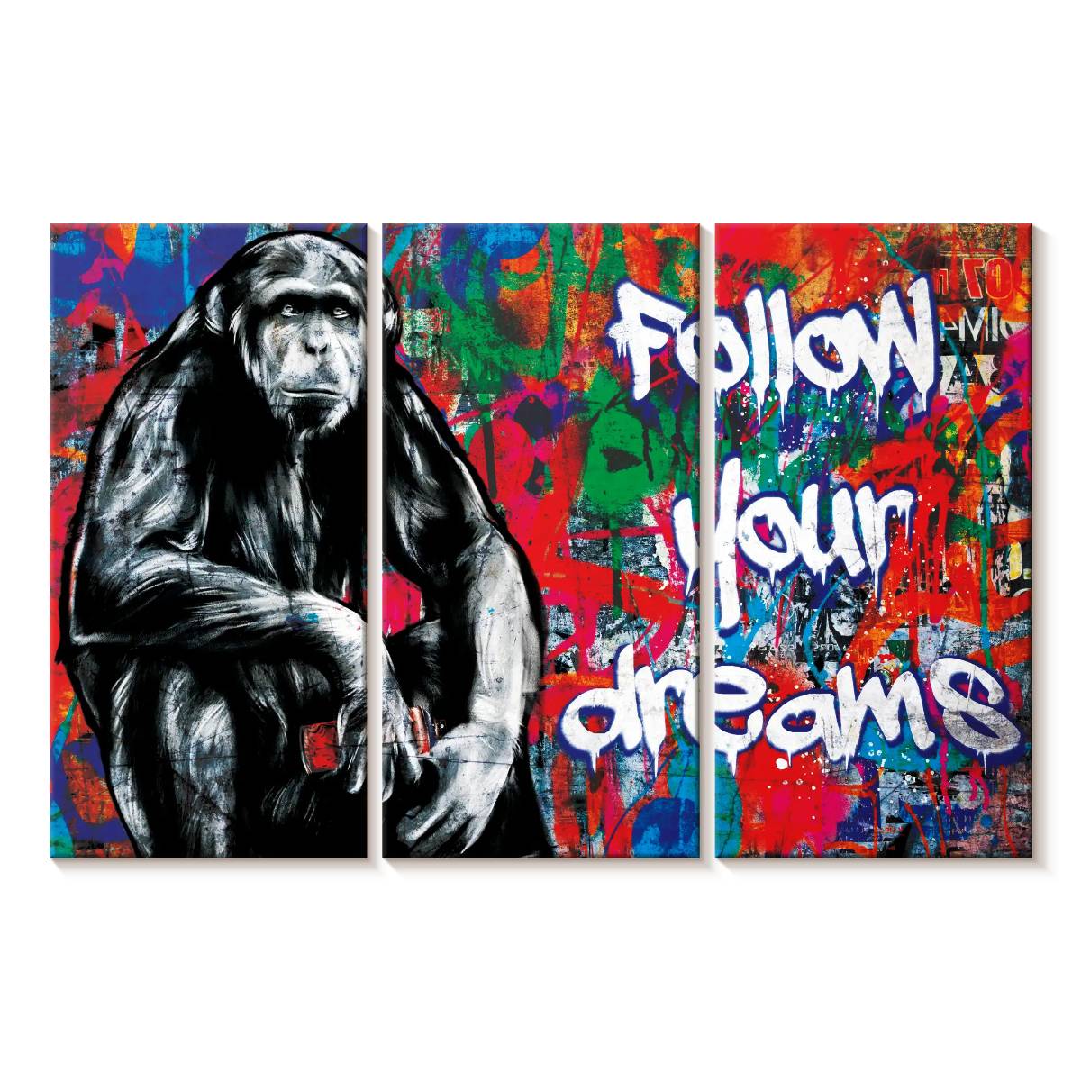 Elephant Stock Chimpanzee Graffiti Wall Art - Horizontal Multi Panel ...