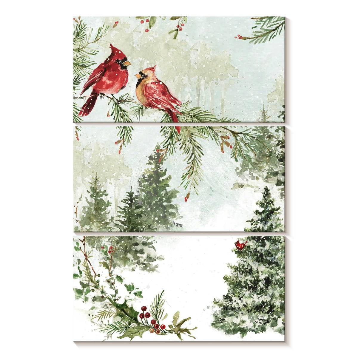 Elephant Stock Christmas Cardinal Greenery Wall Art - Vertical Multi ...