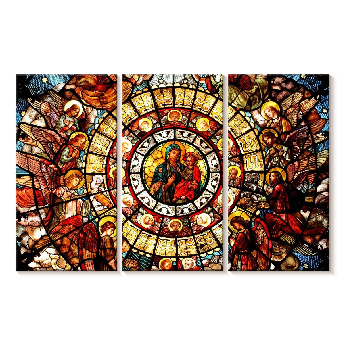 Elephant Stock Church Window Wall Art - Horizontal Multi Panel Canvas ...
