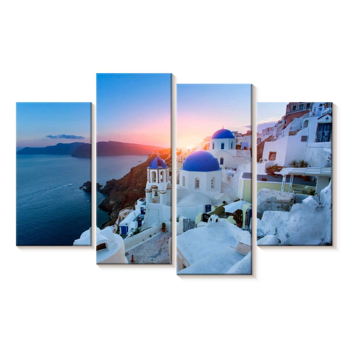 Elephant Stock Churches In Santorini Wall Art - Horizontal Multi Panel ...