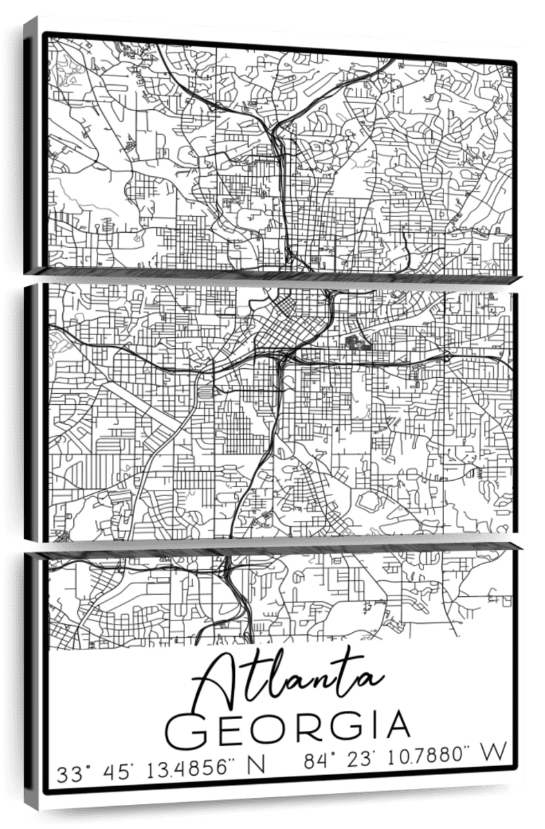 Elephant Stock City Map Of Atlanta Wall Art - Vertical Multi Panel ...
