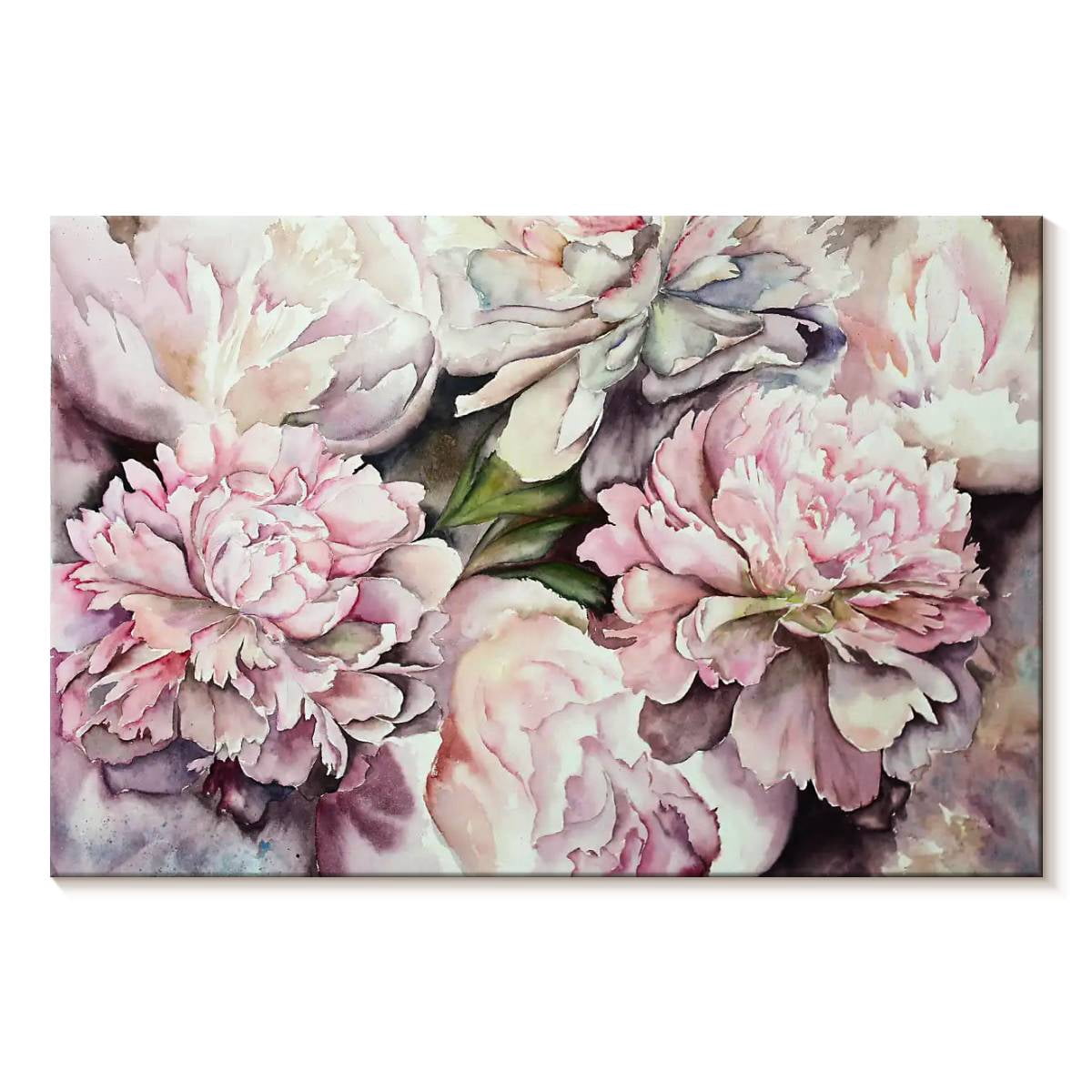 Elephant Stock Classic Pink Peonies Wall Art - Horizontal Canvas Wall ...