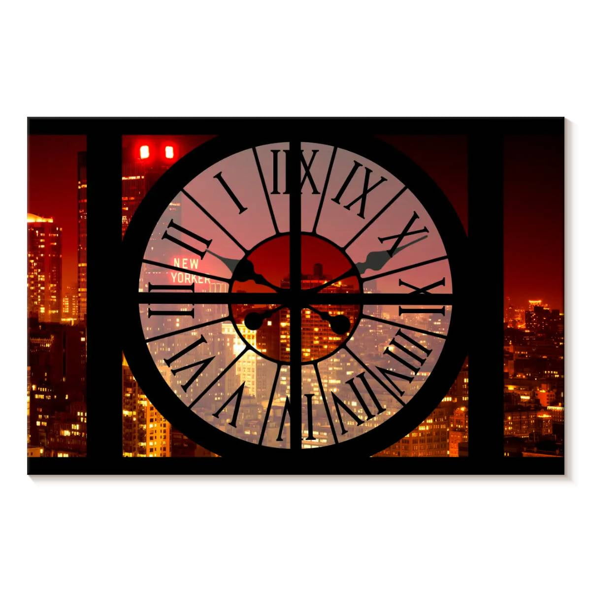 Elephant Stock Clock Window - Nyc Red Night Wall Art - Horizontal ...