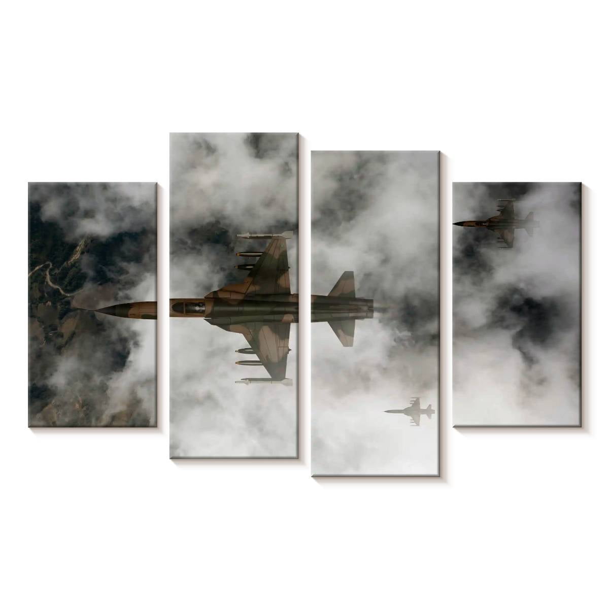 Elephant Stock Cloudy Fighter Jets Wall Art - Horizontal Multi Panel ...