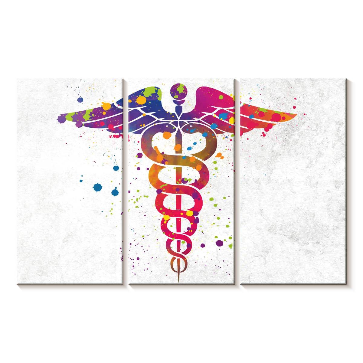 Elephant Stock Colorful Caduceus Wall Art - Horizontal Multi Panel ...