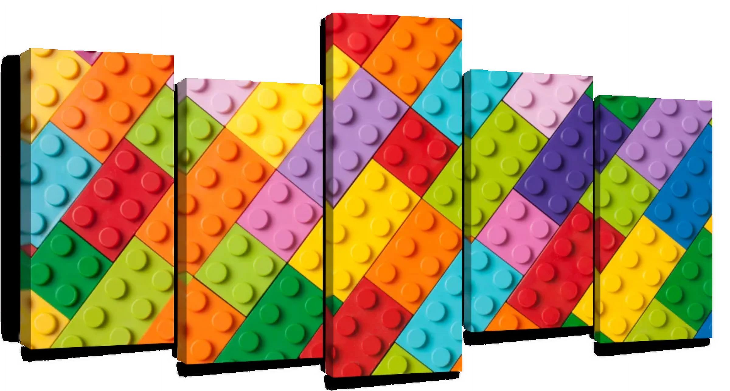 Elephant Stock Colorful Legos Wall Art - Horizontal Multi Panel Canvas ...
