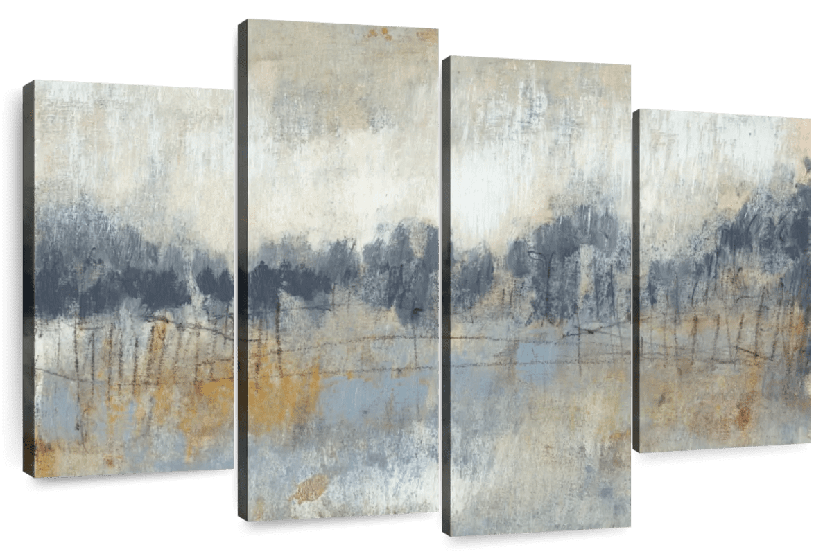 Elephant Stock Cool Grey Horizon Ii Wall Art - Horizontal Multi Panel Canvas - Living Room Wall ...