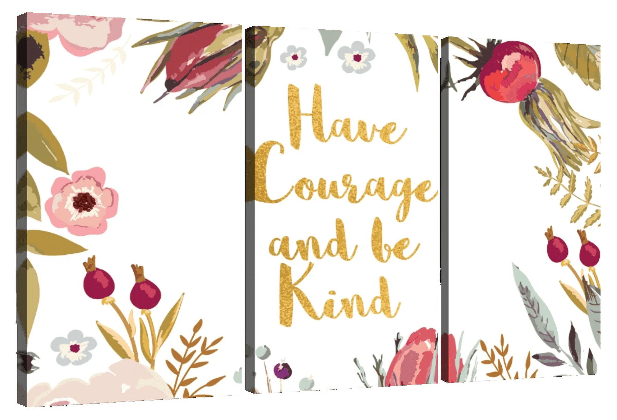 Elephant Stock Have Courage Typography Wall Art - Horizontal Multi Panel Canvas - Living Room ...