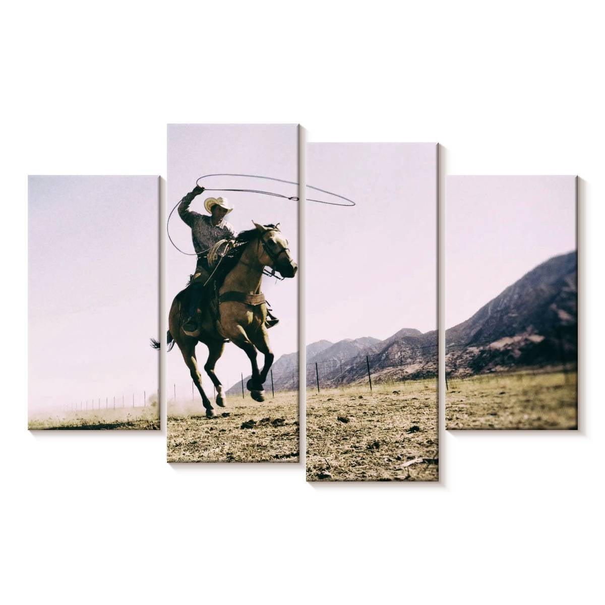 Elephant Stock Cowboy And His Lasso Wall Art - Horizontal Multi Panel ...