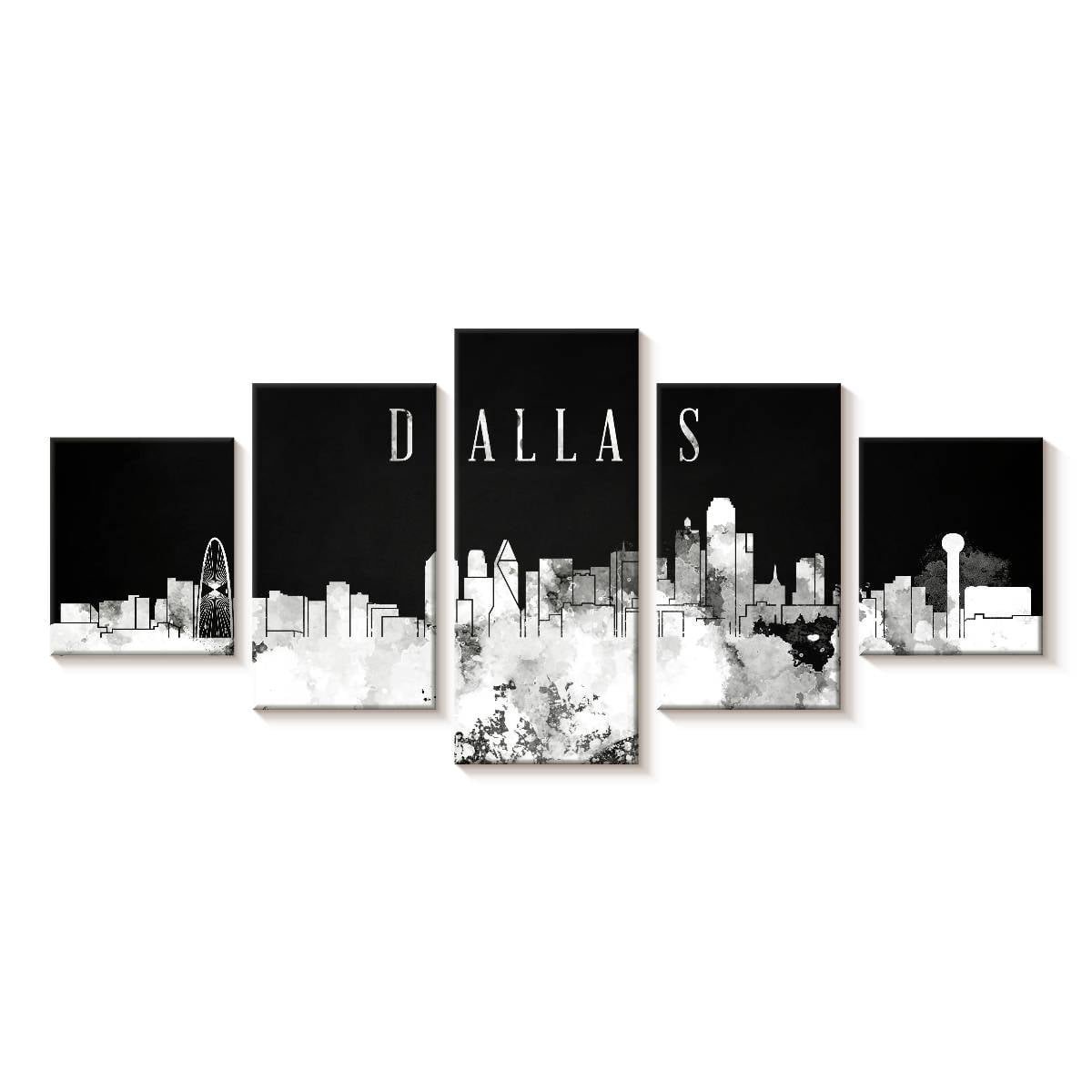 Elephant Stock Dallas Skyline Bw Wall Art - Horizontal Multi Panel ...